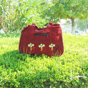 Mexican Embroidered Shoulder Bag, Red Mexican Bag With Coin Purse - Etsy