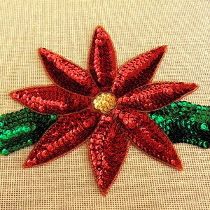 Large Poinsettia Flower Sequin Patch, Floral Sequined Patches, Plant Patch - Etsy