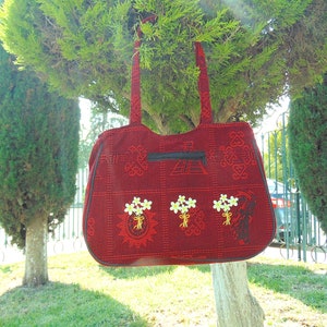 Mexican Embroidered Shoulder Bag, Red Mexican Bag With Coin Purse - Etsy