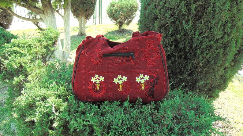 Mexican Embroidered Shoulder Bag Red Mexican Bag With Coin | Etsy