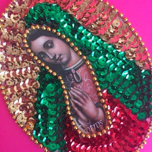 Virgin Mary Religious Patch, Virgen De Guadalupe Sequin Applique Patch, Mexican Patches, Our ...