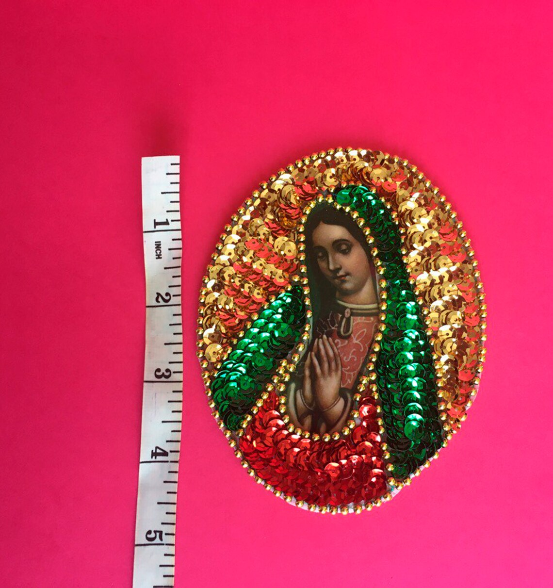 Virgin Mary Religious Patch Virgen De Guadalupe Sequin - Etsy