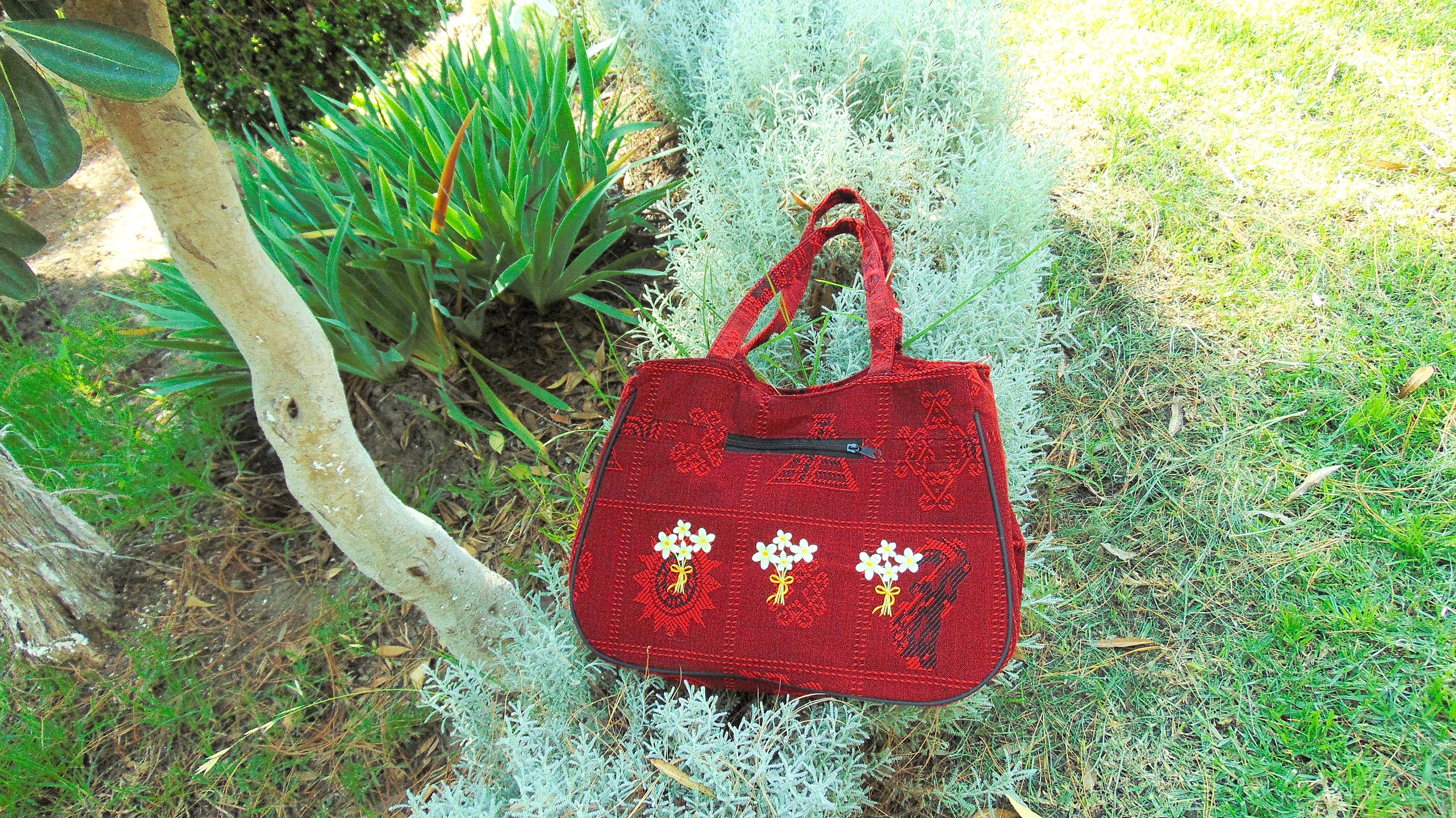 Mexican Embroidered Shoulder Bag Red Mexican Bag With Coin | Etsy