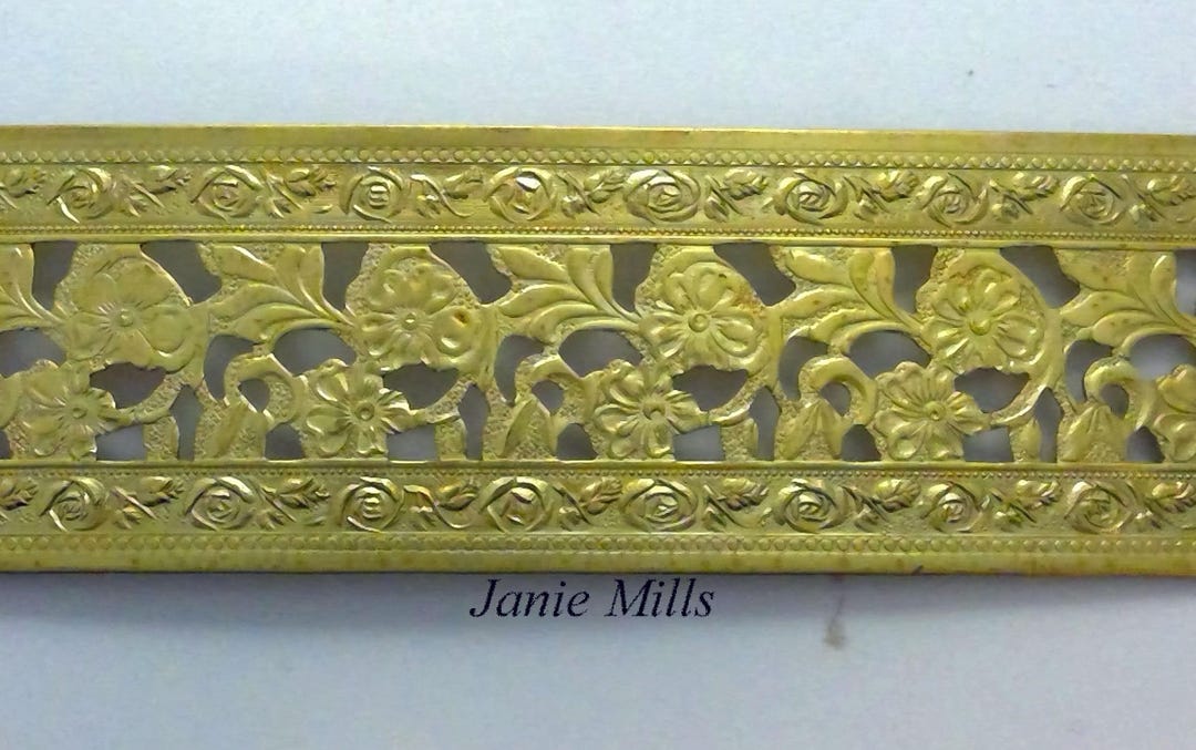 Lamp Banding Brass 1 1/2 Inch Tall Pierced Floral Craft Supply Texture ...