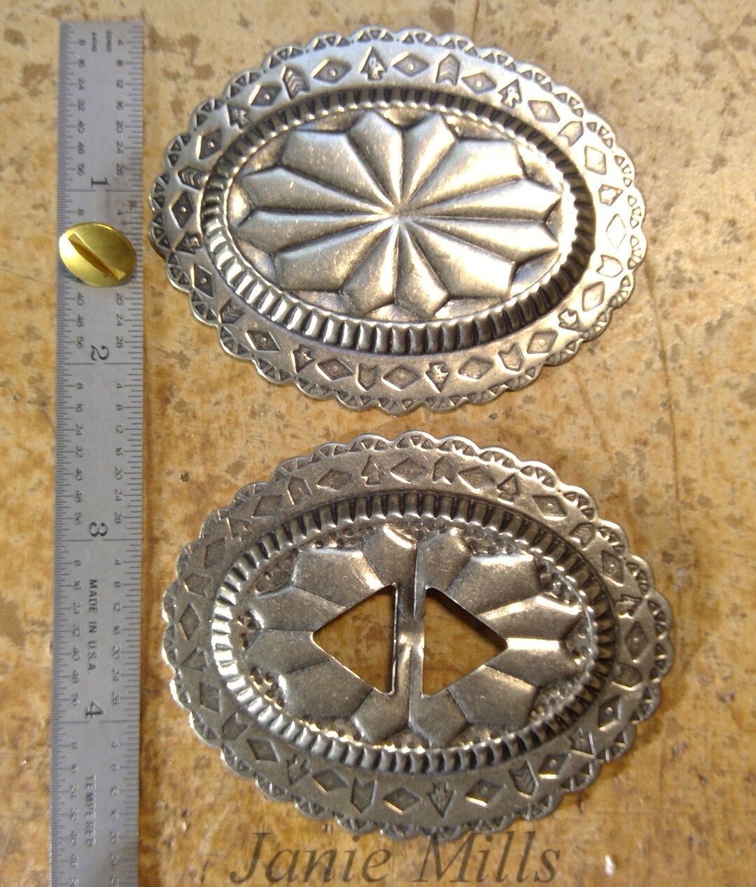 Concho Vintage German Silver Cut Out or Solid With Chicago Post Screw ...
