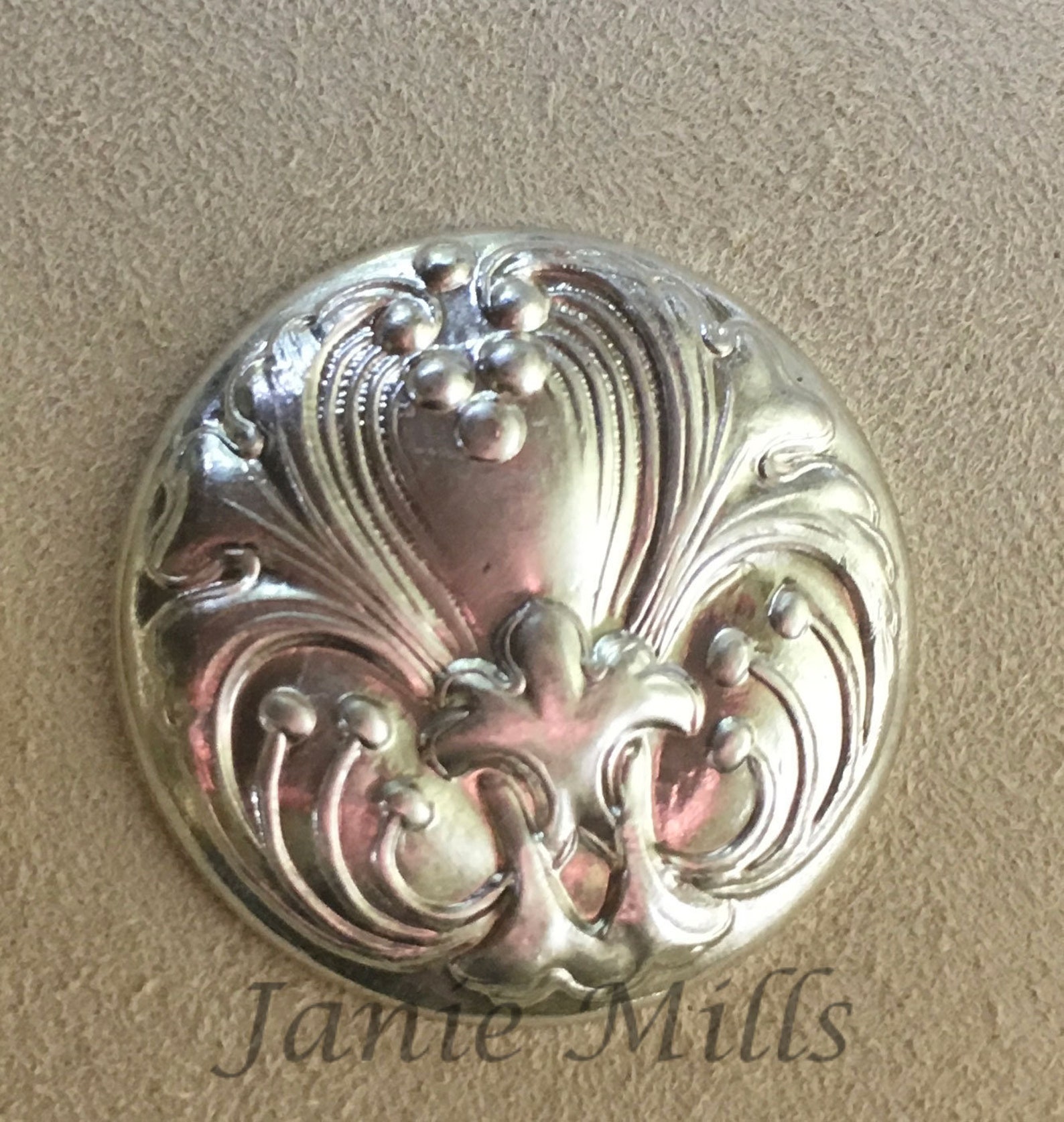 Sterling Concho Stamped Repousse Fleur 21mm Round | Etsy