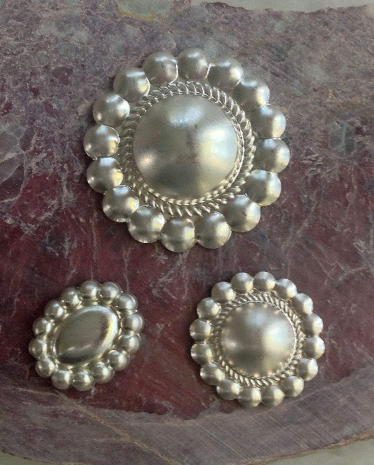 Sterling silver concho oval 10mm x 12mm domed stamped sold as | Etsy