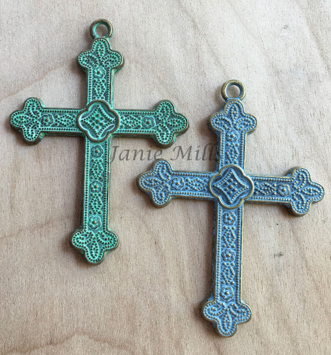 Cross Pewter Filigree Verdigris Finish 1.75" X 2.5" - Etsy