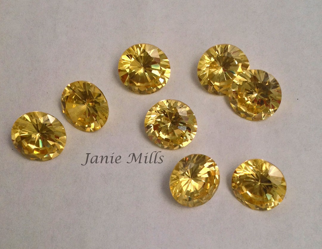Yellow Topaz Zirconia Faceted Gemstone Round 1.24mm 3mm 4mm 5mm 6mm 8mm ...