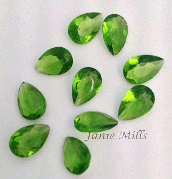 Peridot Synthetic Faceted Pointed Back Gemstone 6 X 9mm Pear - Etsy