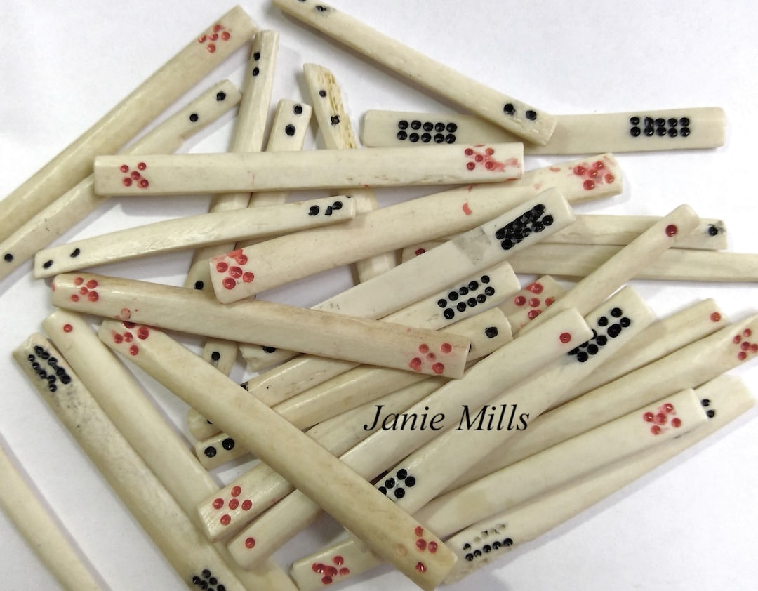 Mahjong Sticks Buffalo Bone Vintage Game Pieces Jewelry Making Pkg of 6 ...