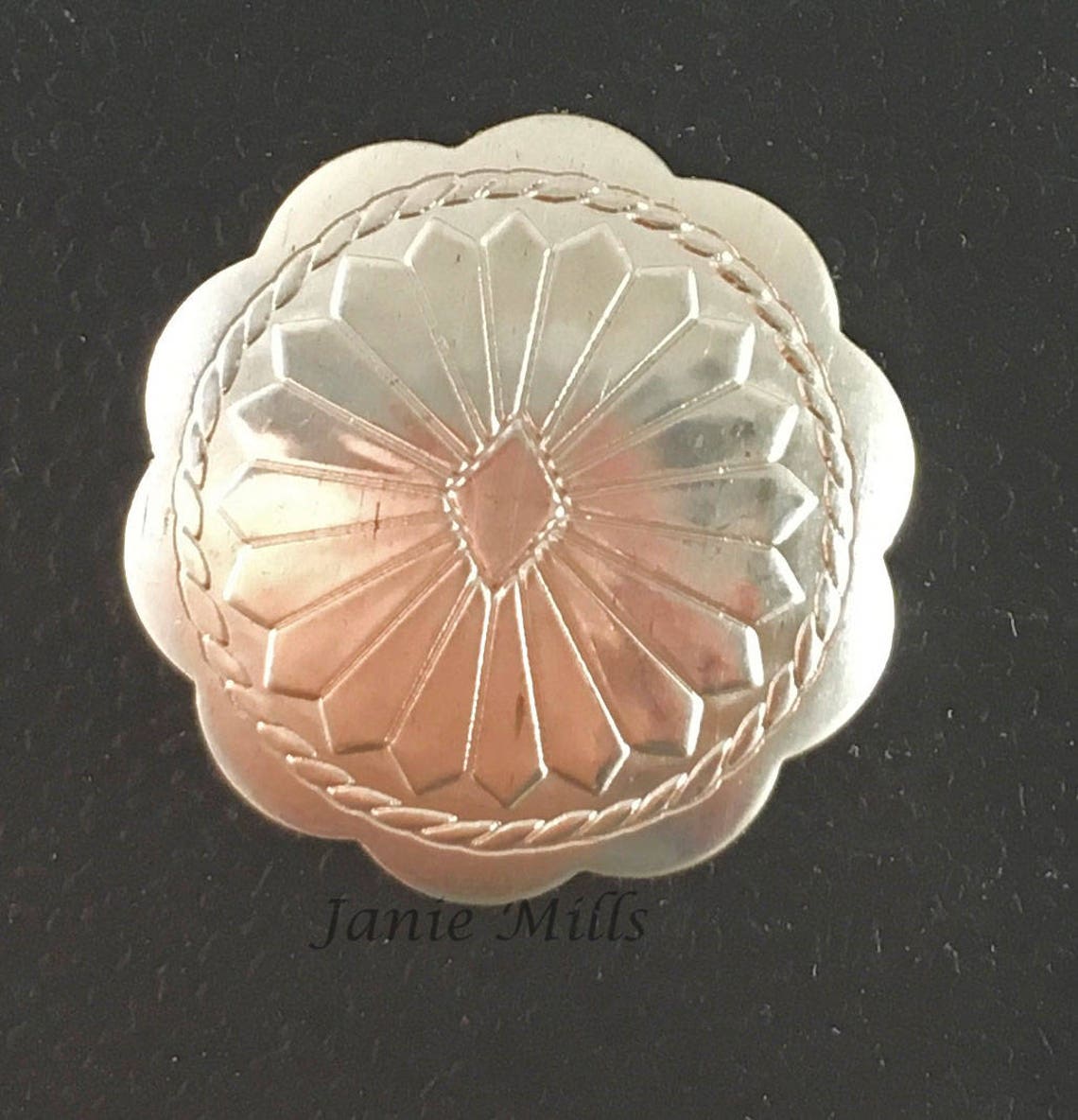 Sterling Concho Round Stamped Scalloped 20mm | Etsy