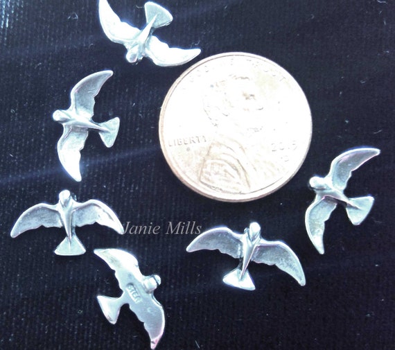 Charm Sterling Silver Flying Bird - Etsy