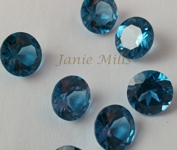 Espinela azul Piedra preciosa facetada sintética redonda de 3 - Etsy España