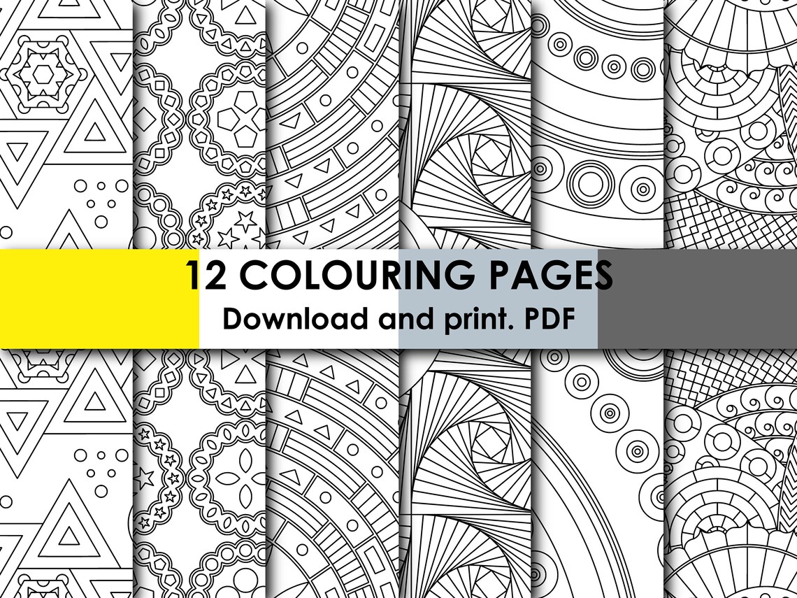 12 Printable Colouring Pages in PDF | Size A4 | Instant Digital ...