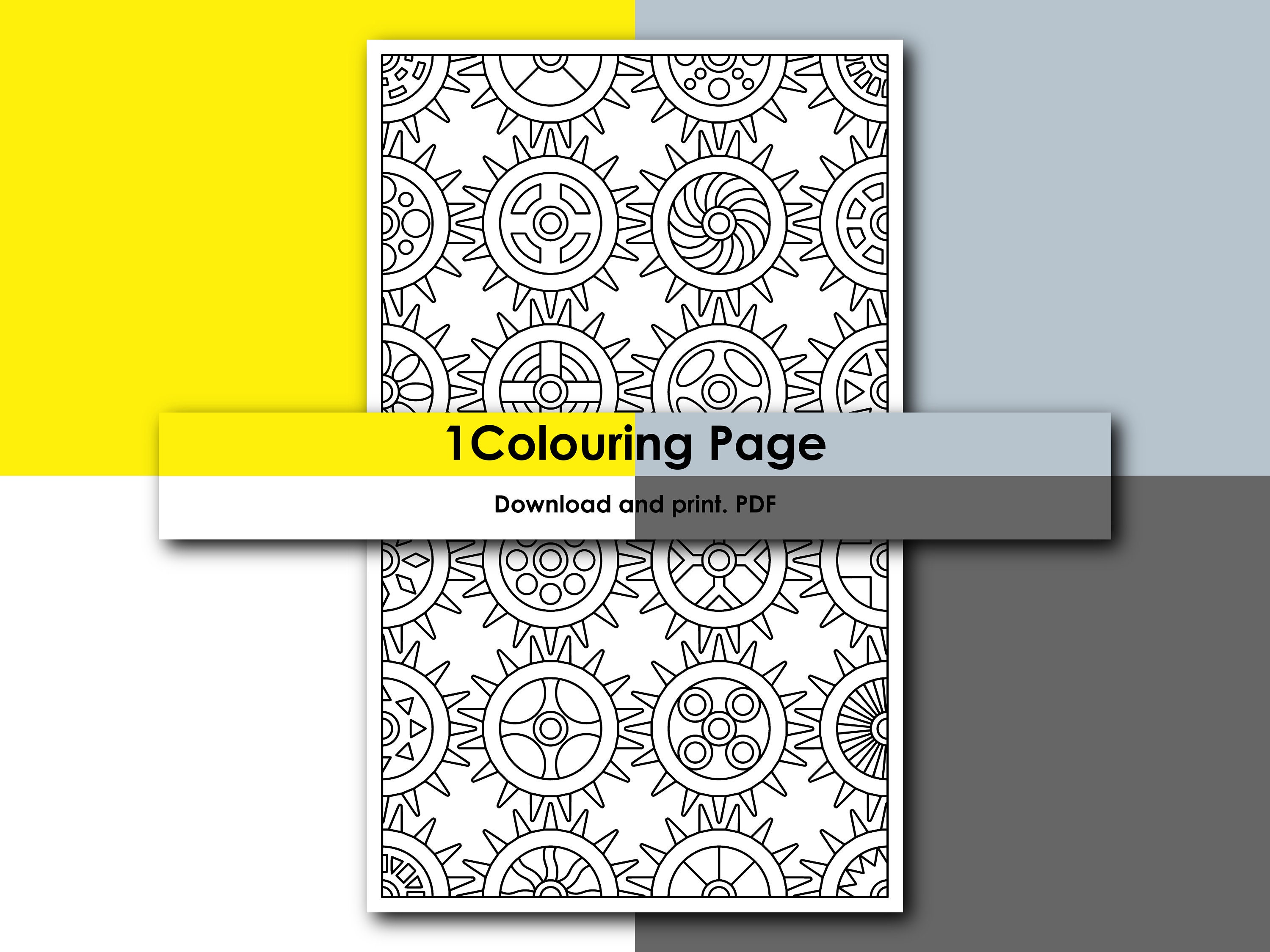 One Geometric Abstract Coloring Page | Minimal Line Patterns | (A4 PDF ...