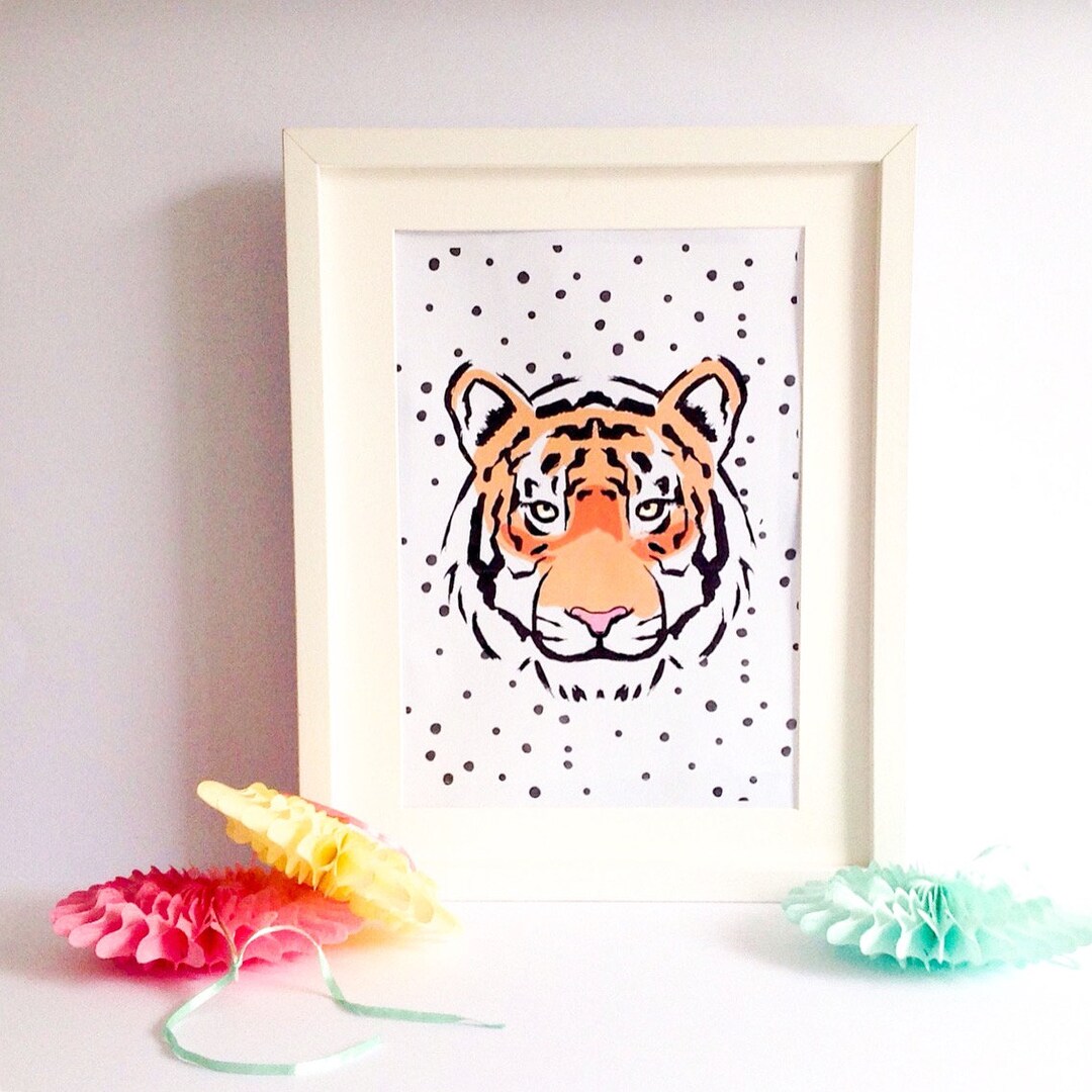 Tiger Giclee Print, Tiger Print, Kids Christmas Tiger Print, Child's ...