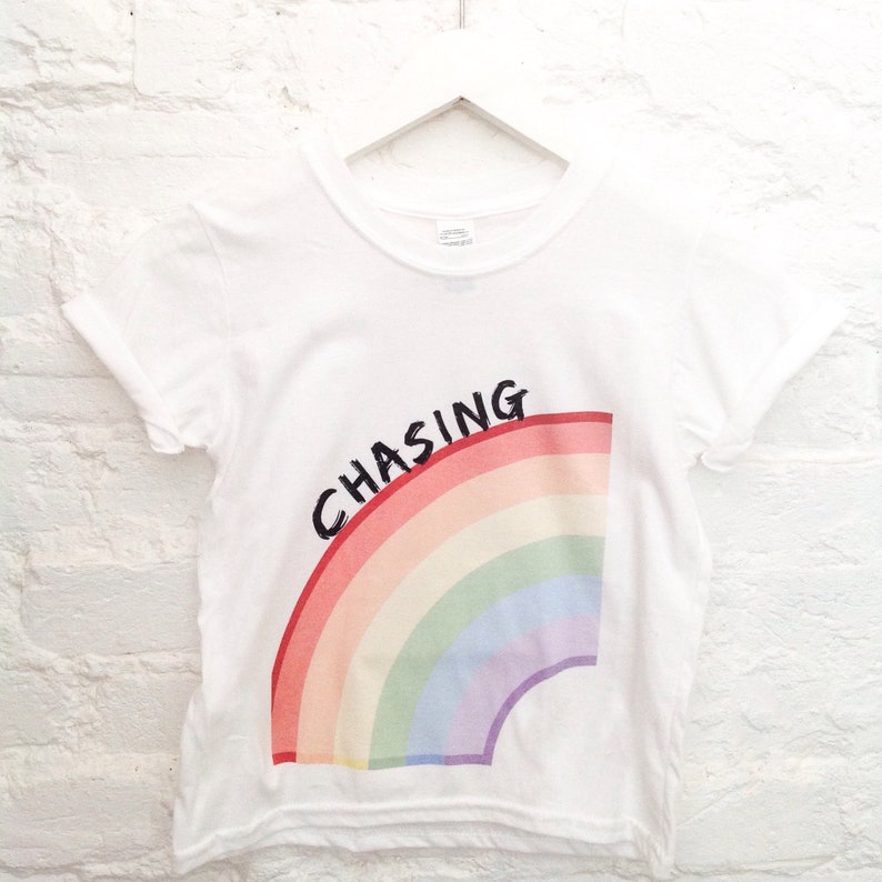 Kids Chasing Rainbows T-shirt , Rainbow Top, Girls Rainbow T-shirt ...