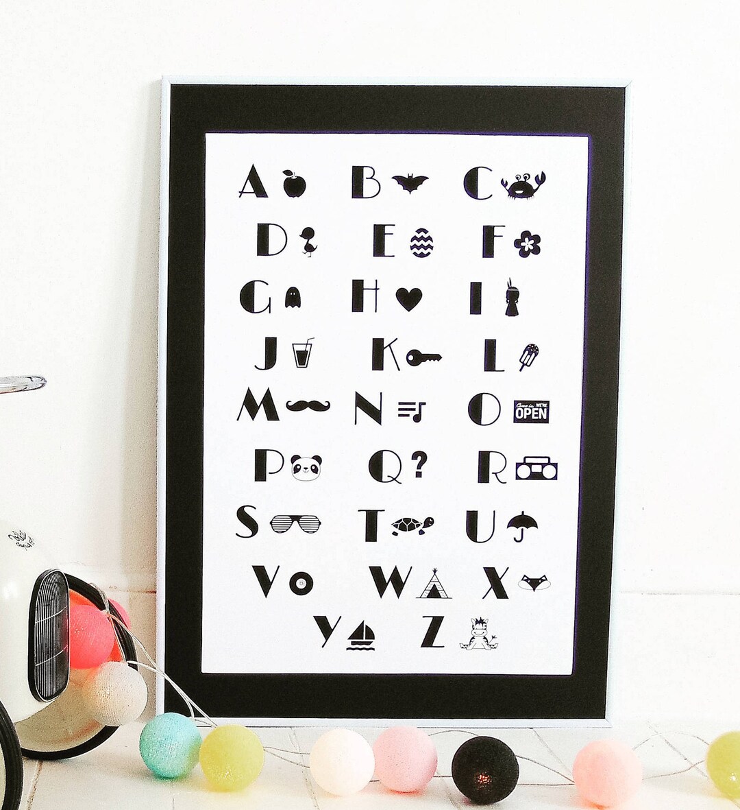Monochrome Alphabet Poster, Kids Alphabet Poster, ABC Print, Kids Print ...