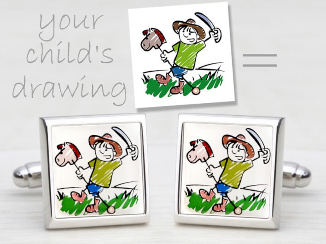 Your Child's Drawing Customized on Personalized Cufflinks, Gift From ...