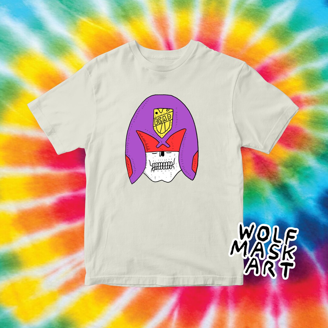 Wolfmask Judge Dead Dredd Parody Lowbrow Cartoon Comic Drawing T-shirt ...