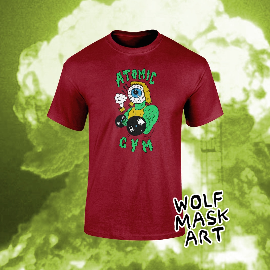 Wolfmask Atomic Gym Mutant Bodybuilder Comic Cartoon Art T-shirt - Etsy