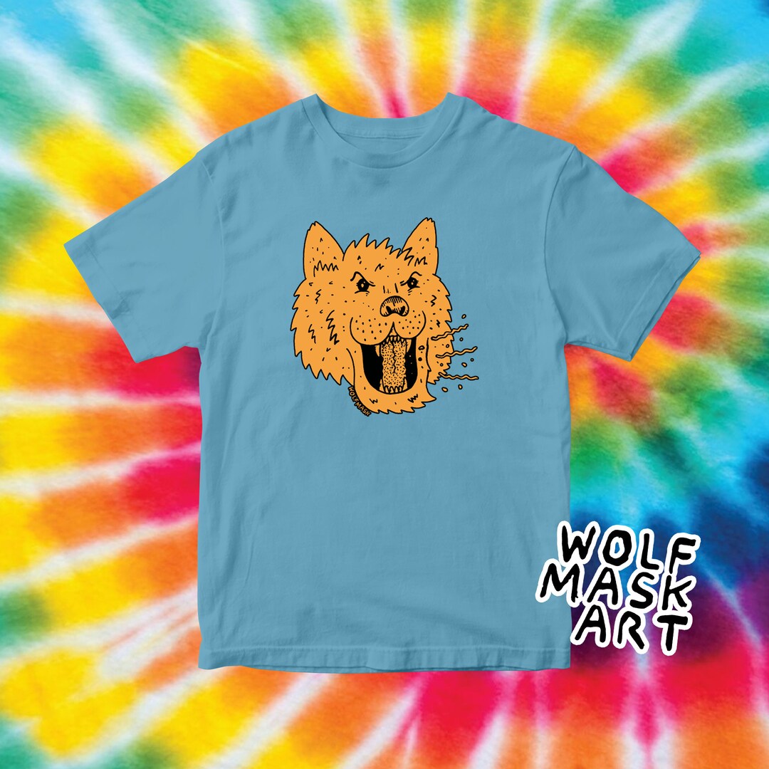 Wolfmask Dog Head Wolf Weird Stupid Lowbrow Cartoon Comic Drawing T ...