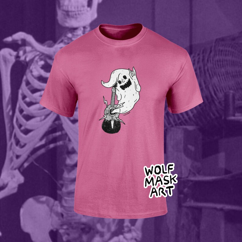 Wolfmask Guitar Ghost Lowbrow Cartoon Comic Drawing T-shirt multiple ...