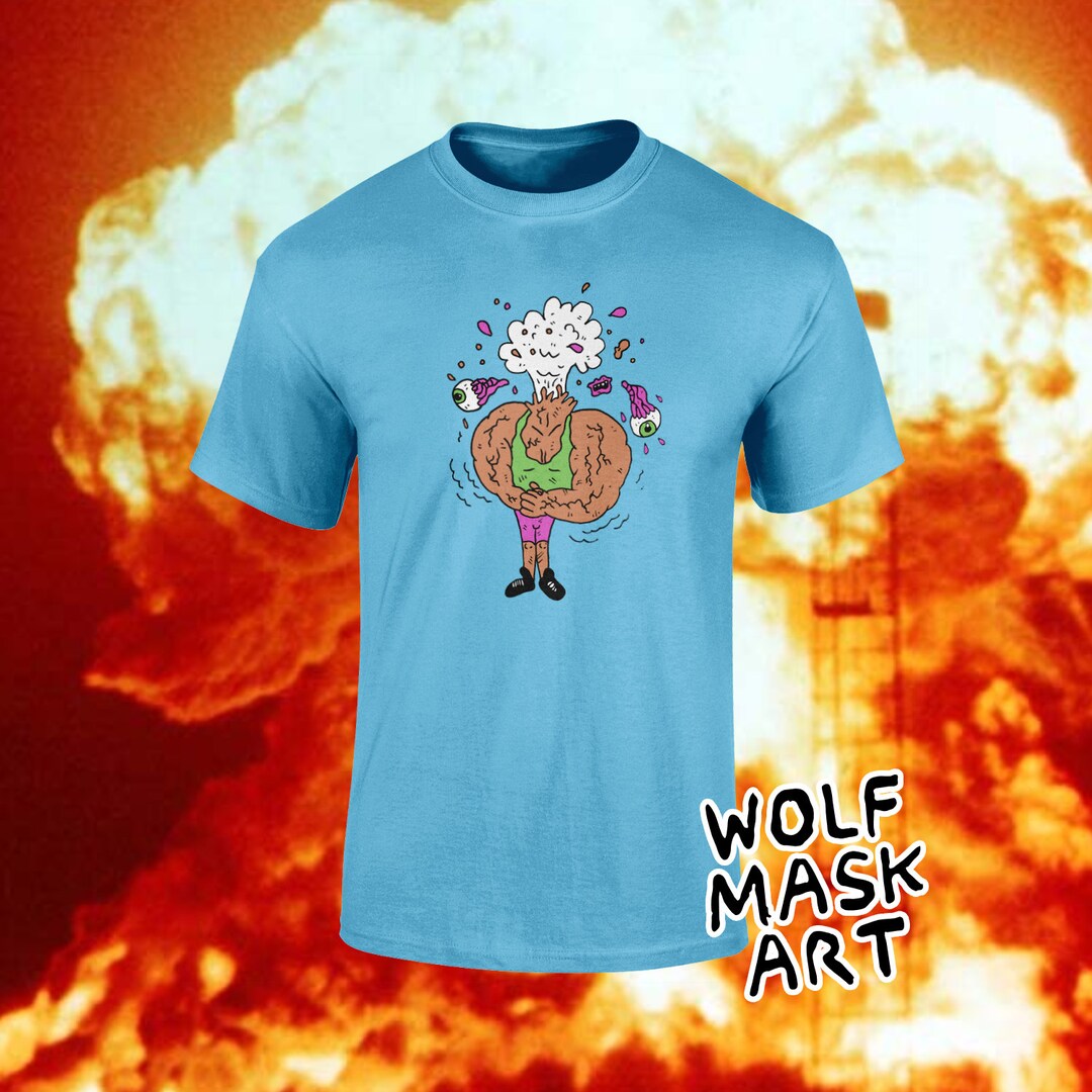 Wolfmask Exploding Mutant Bodybuilder Comic Cartoon Art T-shirt - Etsy