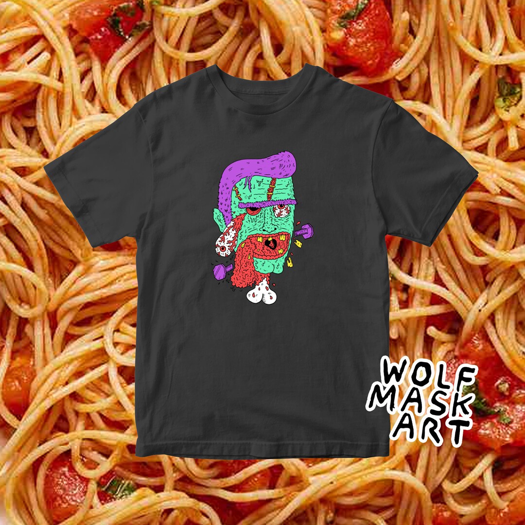 Wolfmask Frankenstein's Monster Lowbrow Cartoon Comic Drawing T-shirt ...