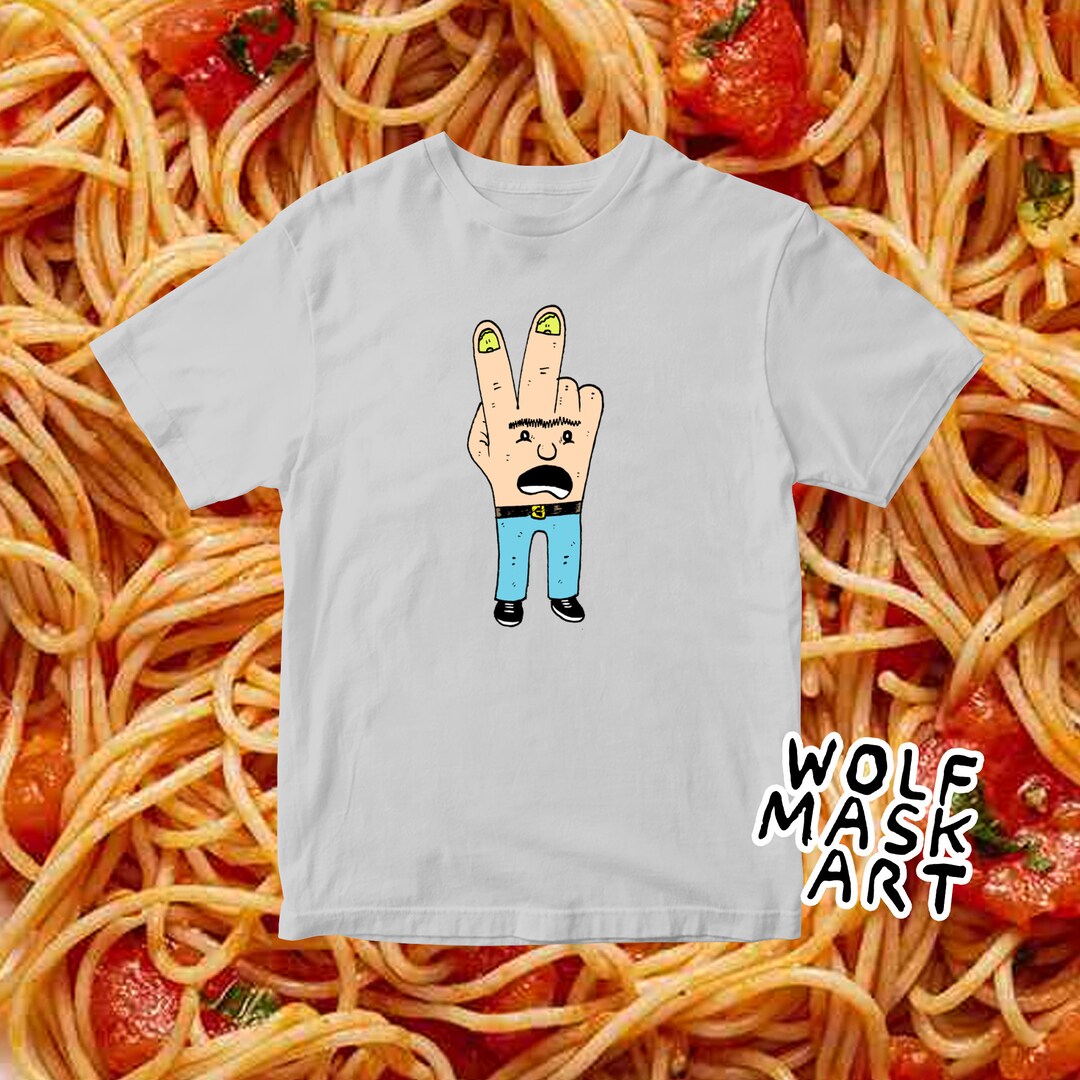 Wolfmask Middle Finger Man Weird Stupid Lowbrow Cartoon Comic Drawing T ...