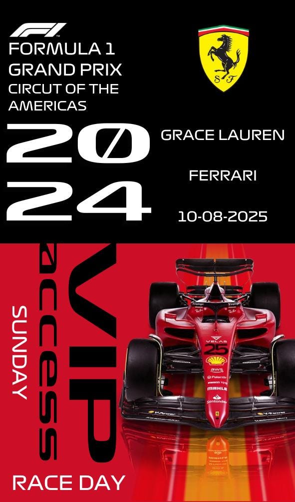 Ferrari Formula 1 VIP Pass Template – Instant Download, Customizable ID ...