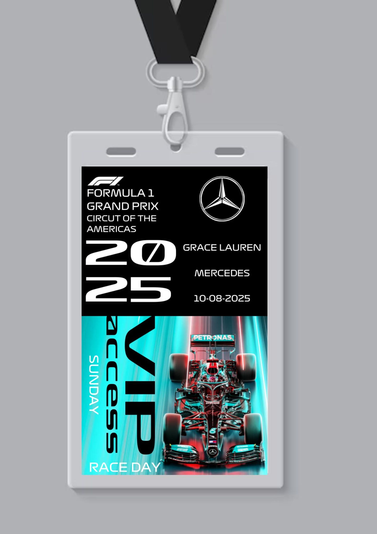 Mercedes Formula 1 VIP Pass Template – Instant Download, Customizable ...