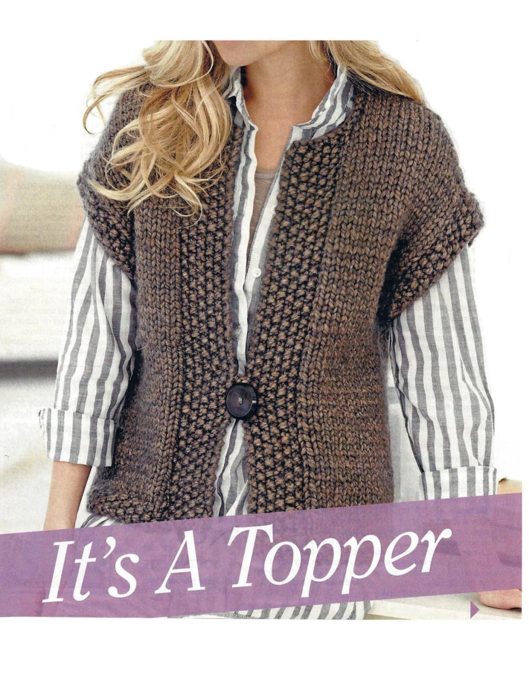 Ladies Easy Super Chunky Waistcoat 14 Ply 32" - 42" Knitting Pattern ...