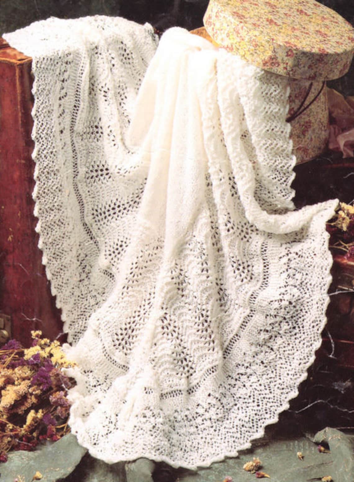 Gorgeous Lacy Baby Shawl 3 Ply~ 48" Square ~ ~ 3 Ply Knitting Pattern ...
