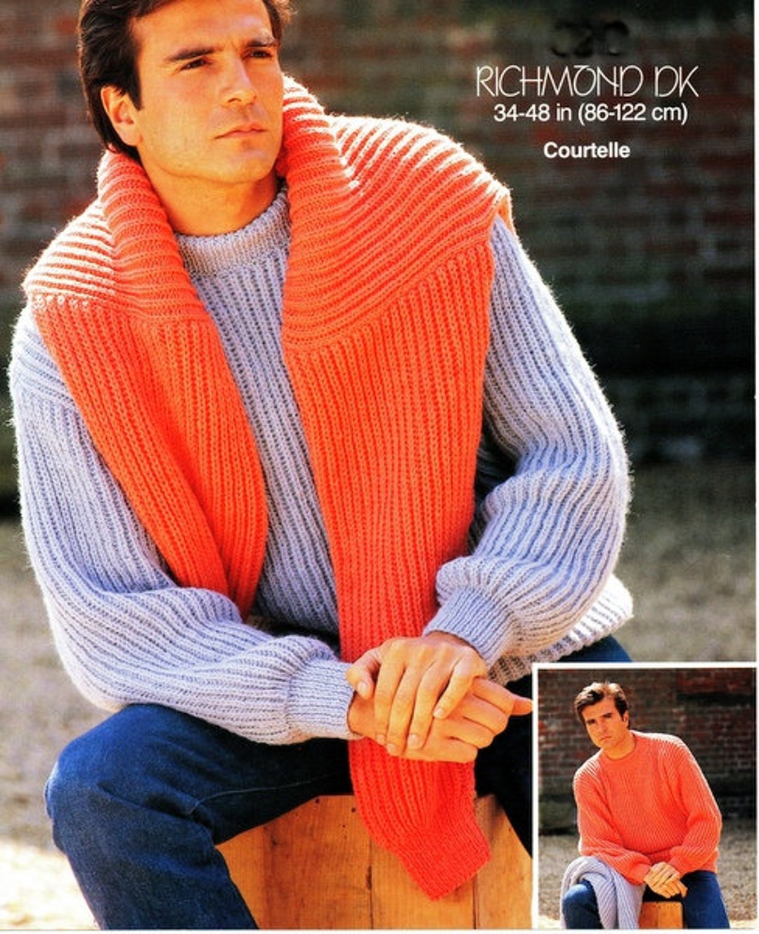 Easy Men's Fisherman's Rib Sweater Round Neck Set in Sleeve Knitting ...