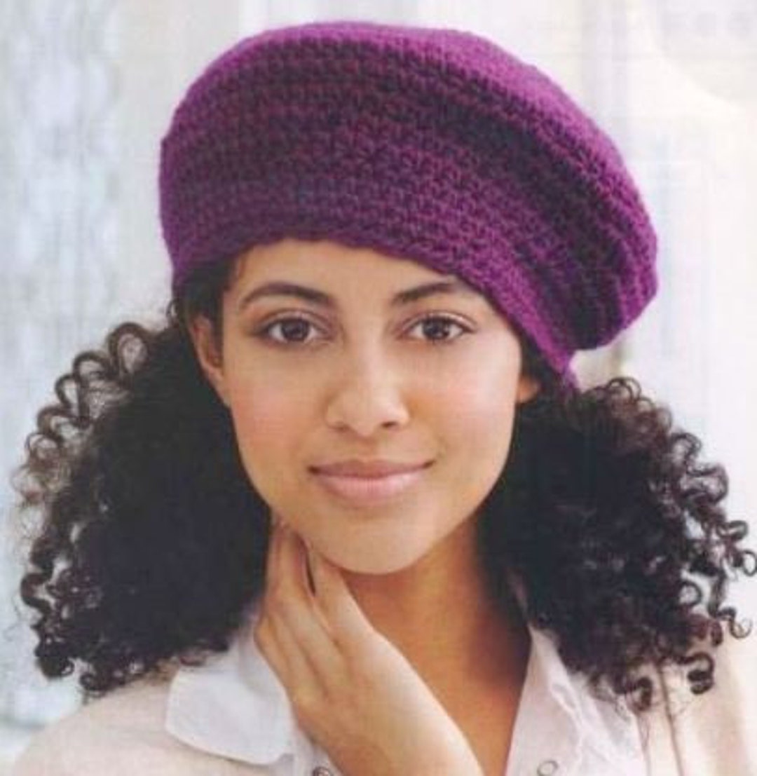 Very Easy Beginners Crochet Beret Hat Crochet Pattern One Size Aran