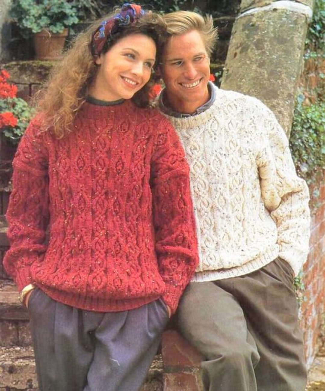 Aran Style Cable Sweater Jumper Crew Neck Womens Mens 30" - 44" ~ DK 8 ...