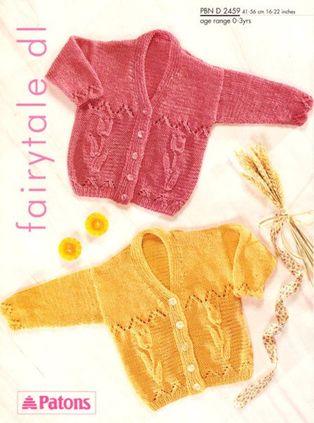 Tulip Flower V Neck Cardigan Baby Boy Girl Children 16" - 22" ~ 0 -3 ...