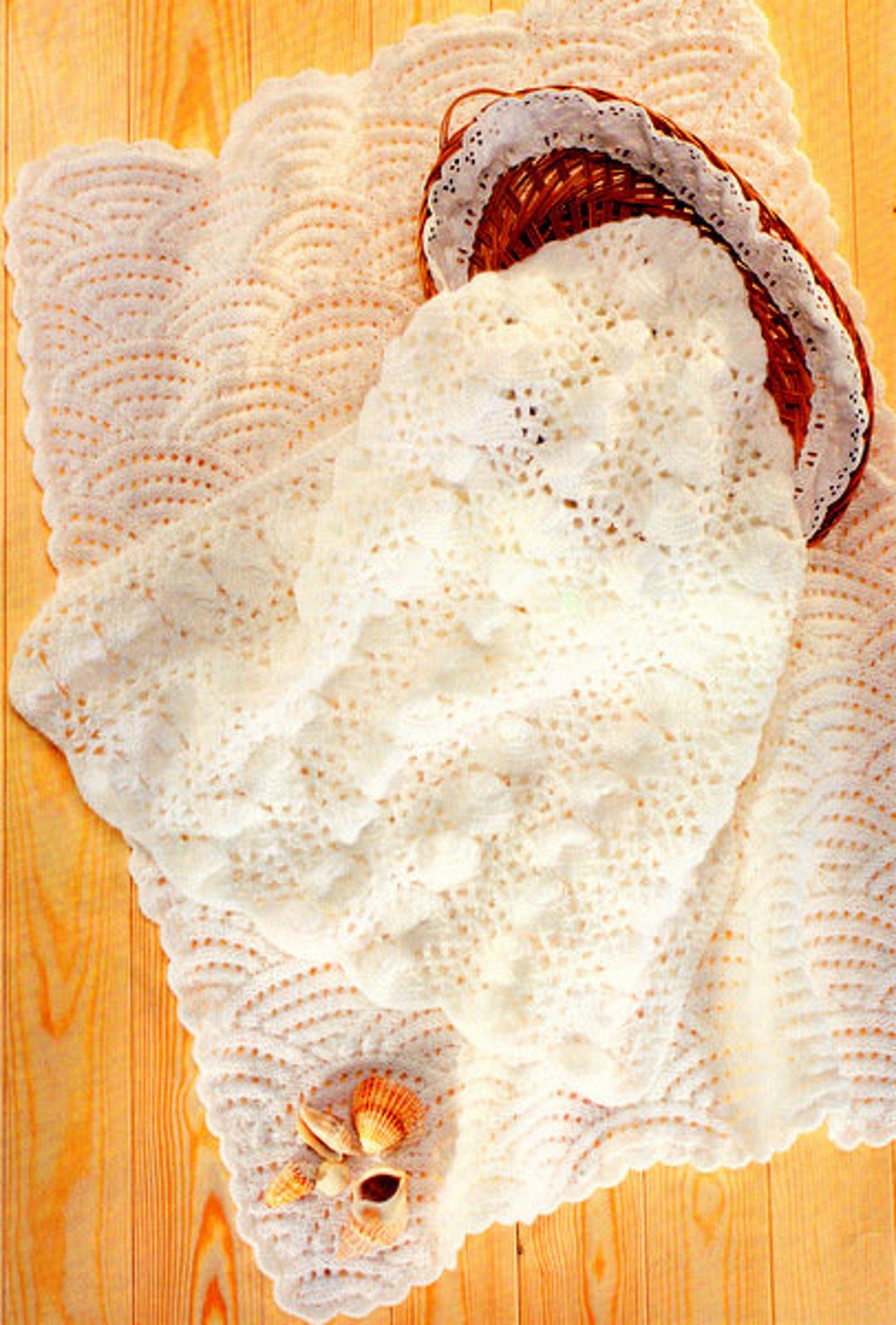 Scallops & Sea Shell Pattern Baby Blankets ~ DK Knitting Pattern PDF ...