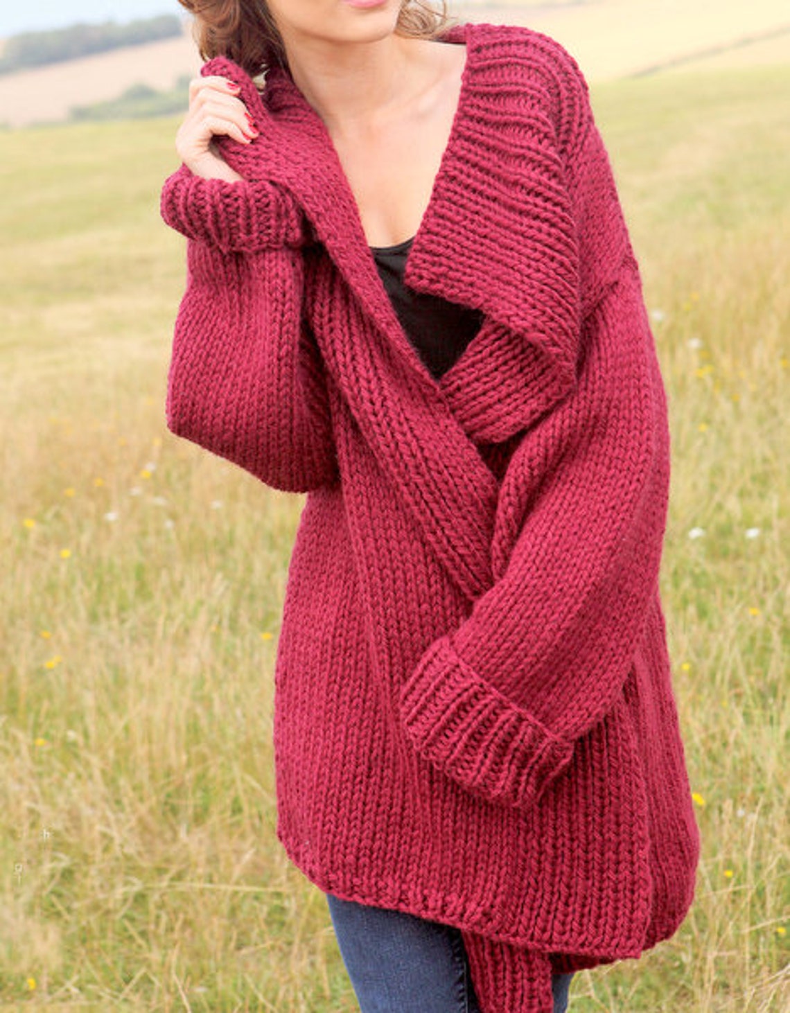 Womans Ladies Easy Beginner Cardigan Coat 32" 42" ~ Super Chunky/bulky ...
