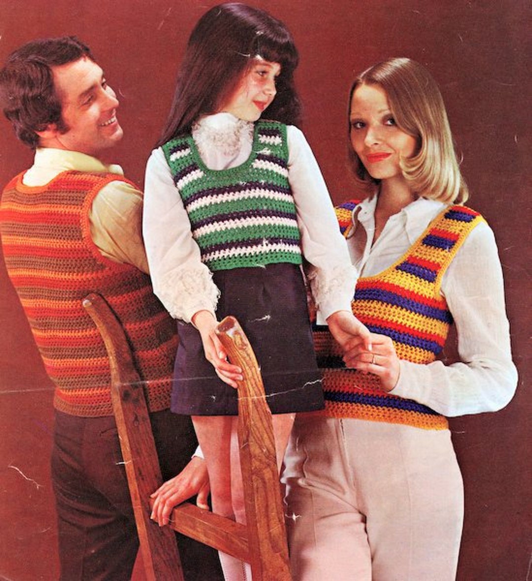 Very Easy Beginner's Vintage 70's Stripe Crochet Family Tank Top ~ DK 8 ...