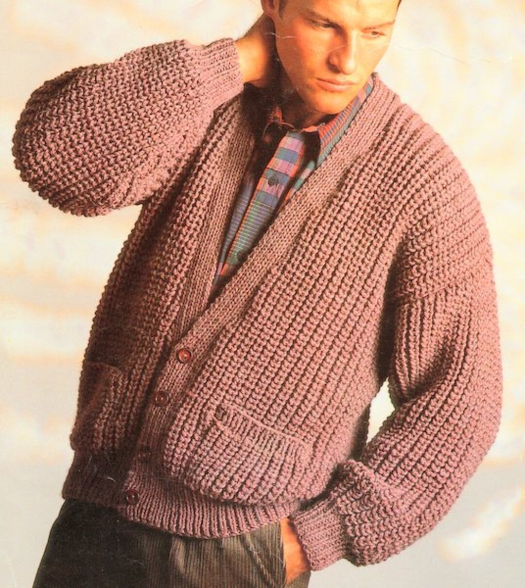 Easy Mans Chunky Rib Cardigan Jacket Pockets 36" -50" Large Sizes ...