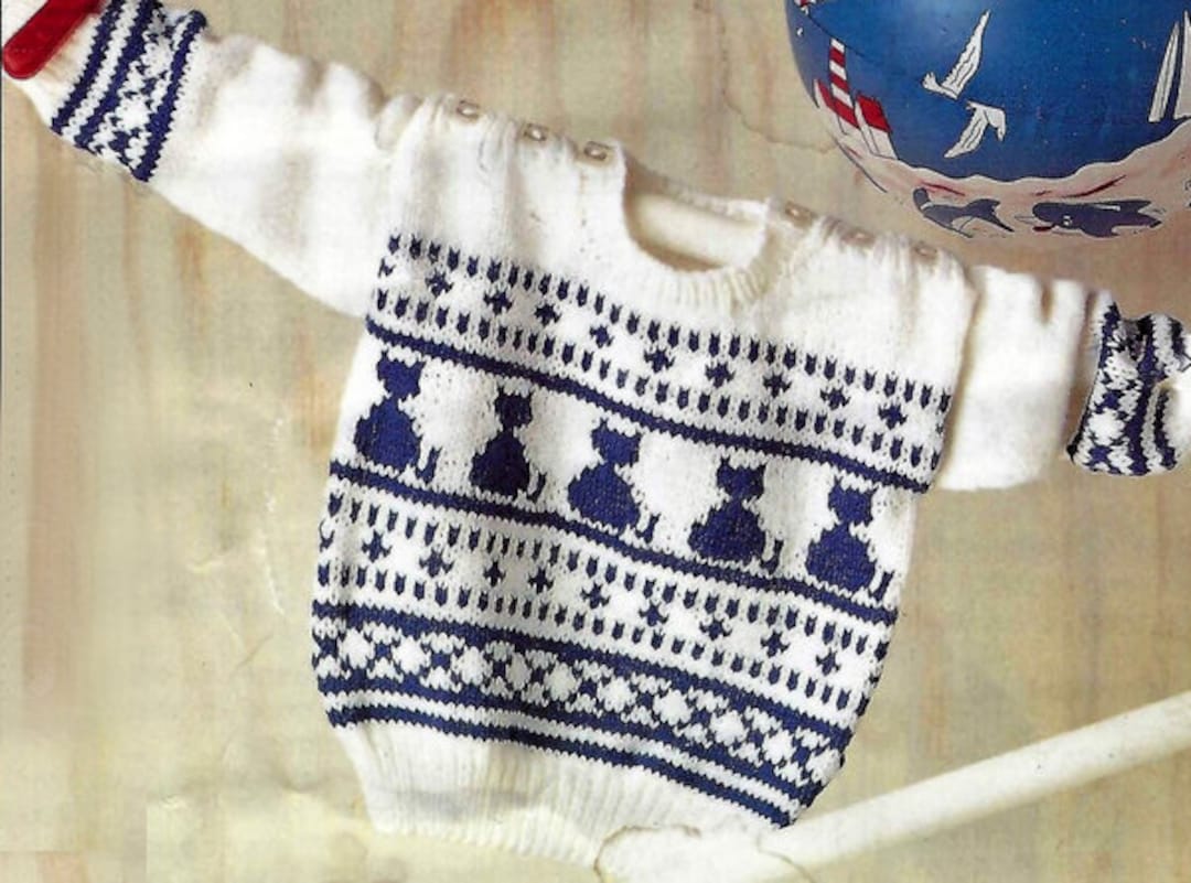 Cat Motif Sweater Baby Sweater, Intarsia and Fair Isle, Knitting ...
