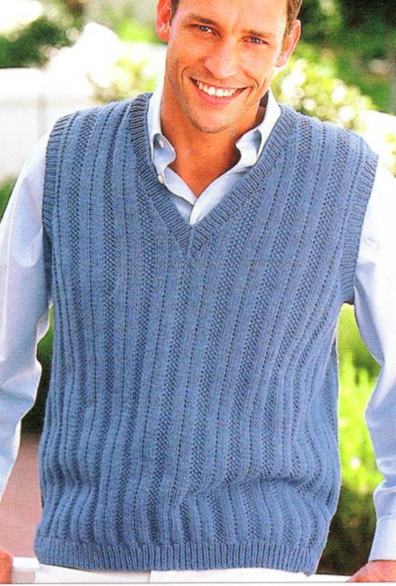 Easy Mens Guernsey Style Sweater Rib Jumper Round & V Neck Slipover ...