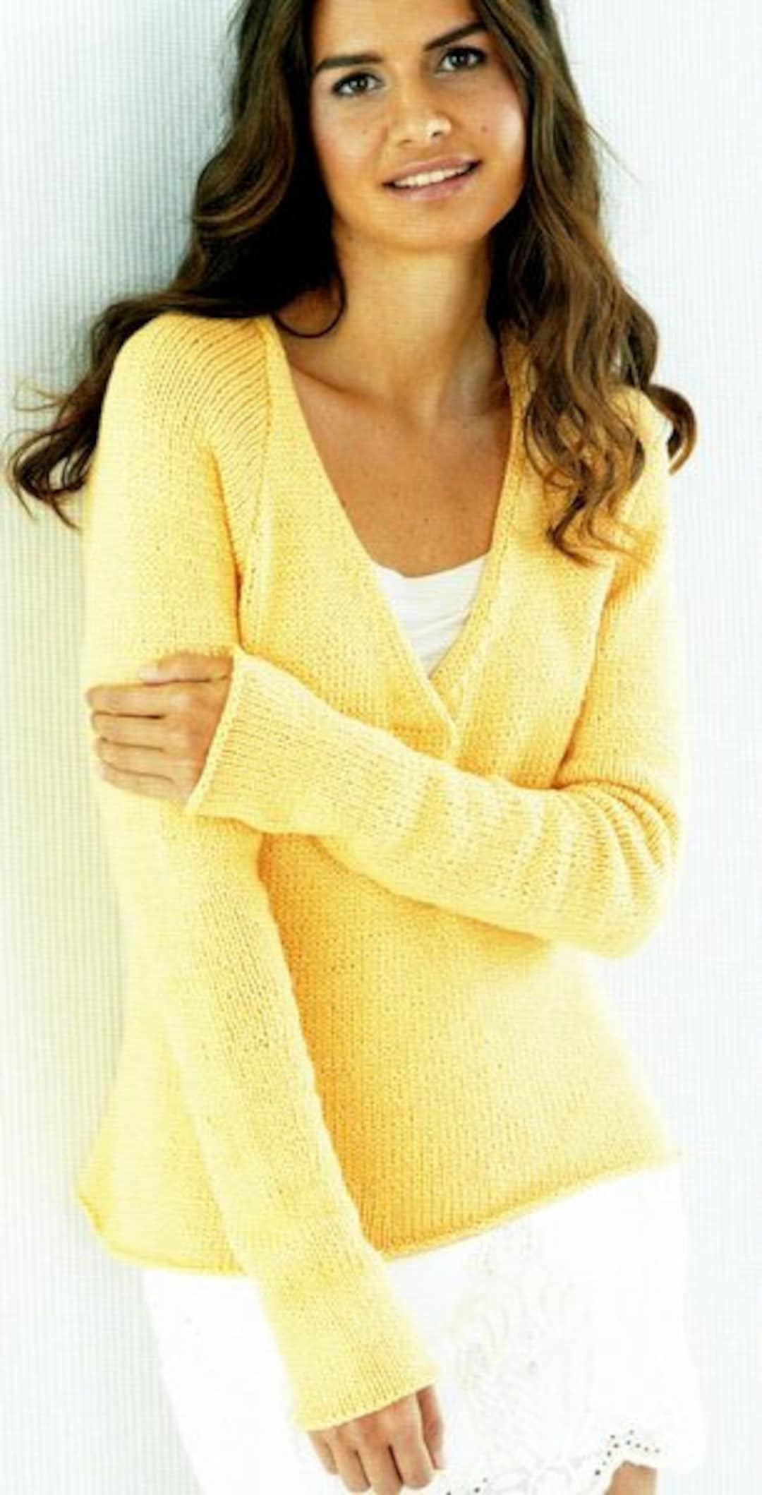 Simple Stocking Stitch Sweater Womens V Neck Raglan Long Sleeves Larger ...