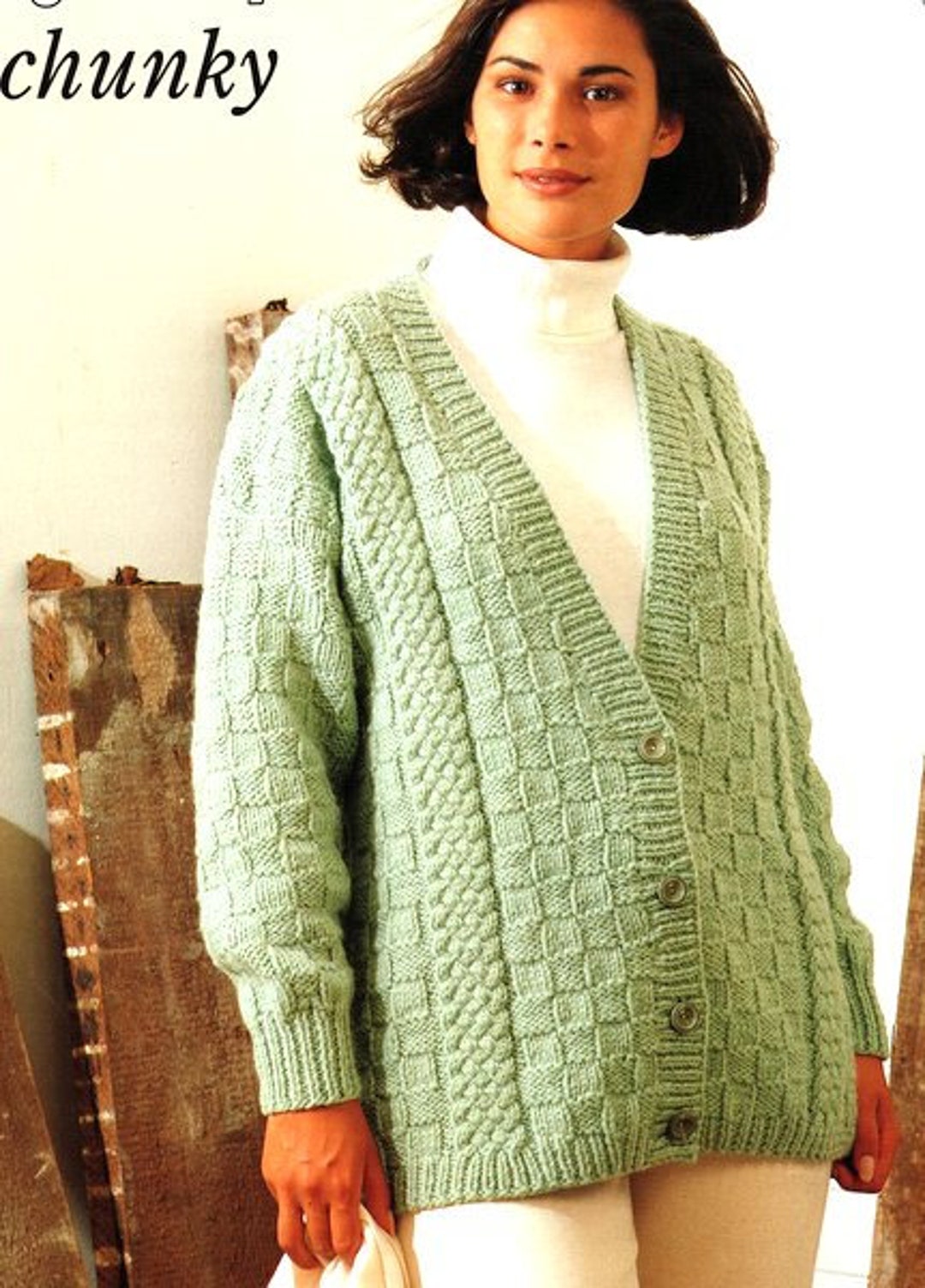 Longline Basketweave & Cable Panel Textured Jacket Cardigan V Neck 30 ...