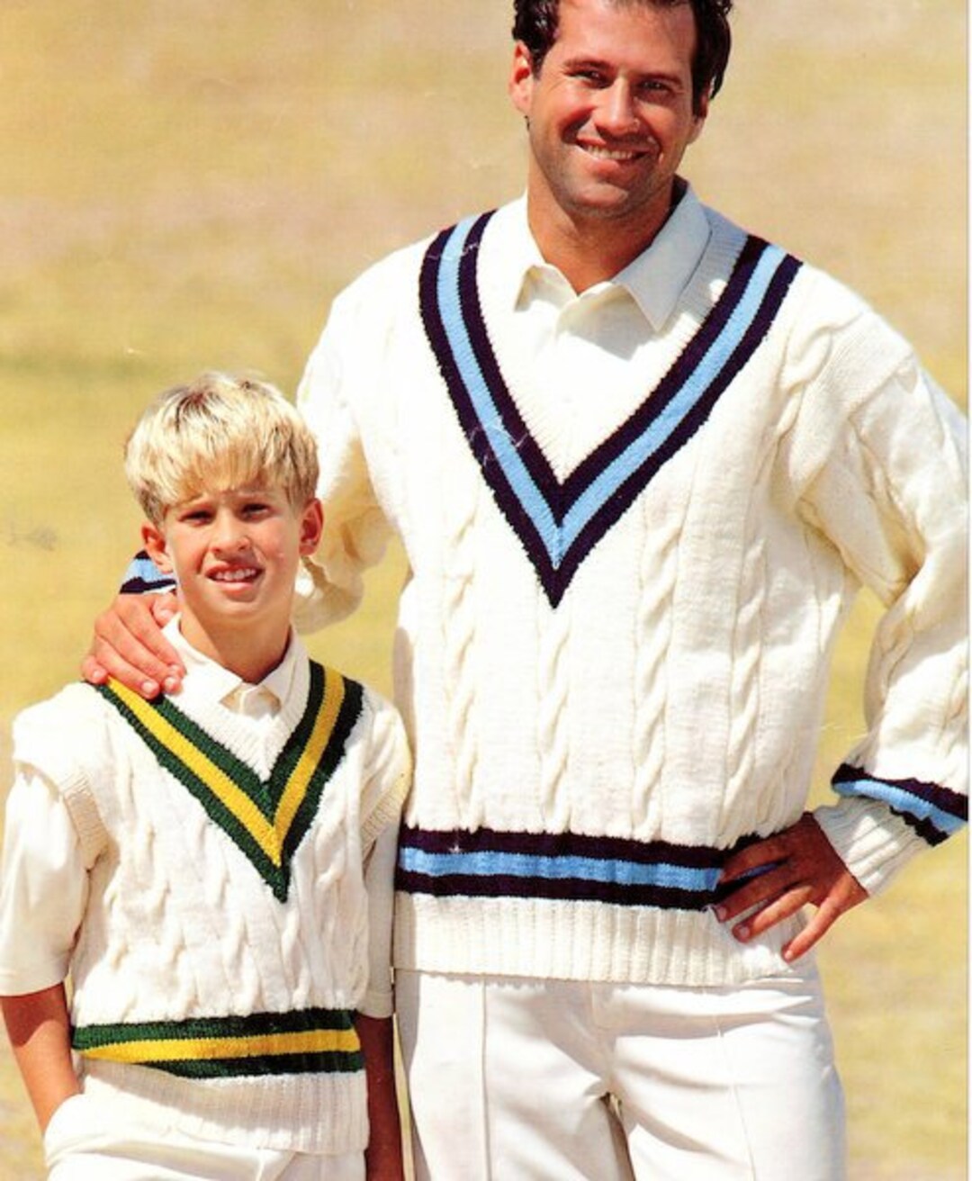 Cricket Jumper Sweater Pullover Cable Long Sleeve & Sleeveless V Neck ...