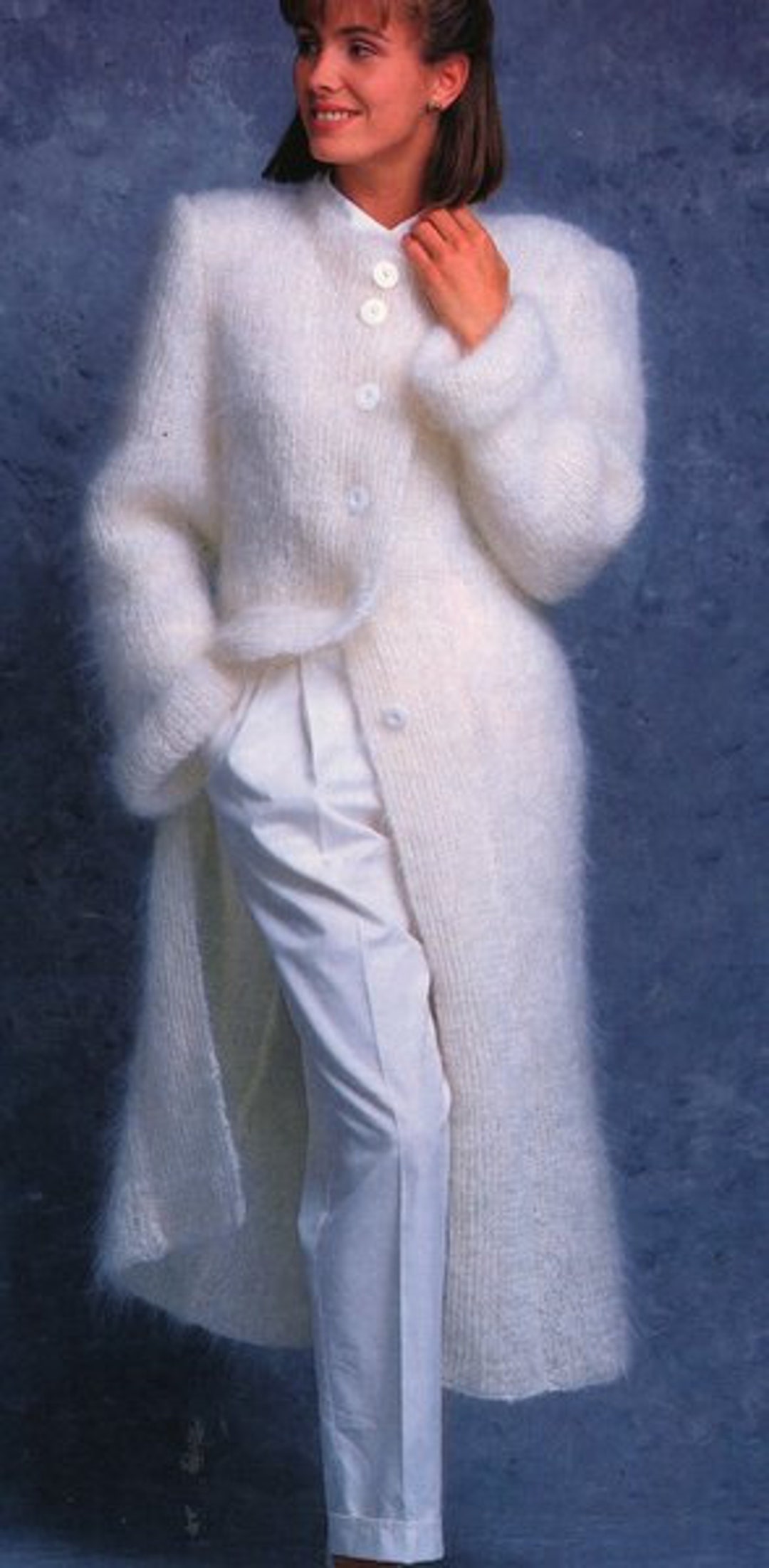 Womans Full Length Long Mohair Rib Coat or Jacket Round Neck 32" - 42 ...