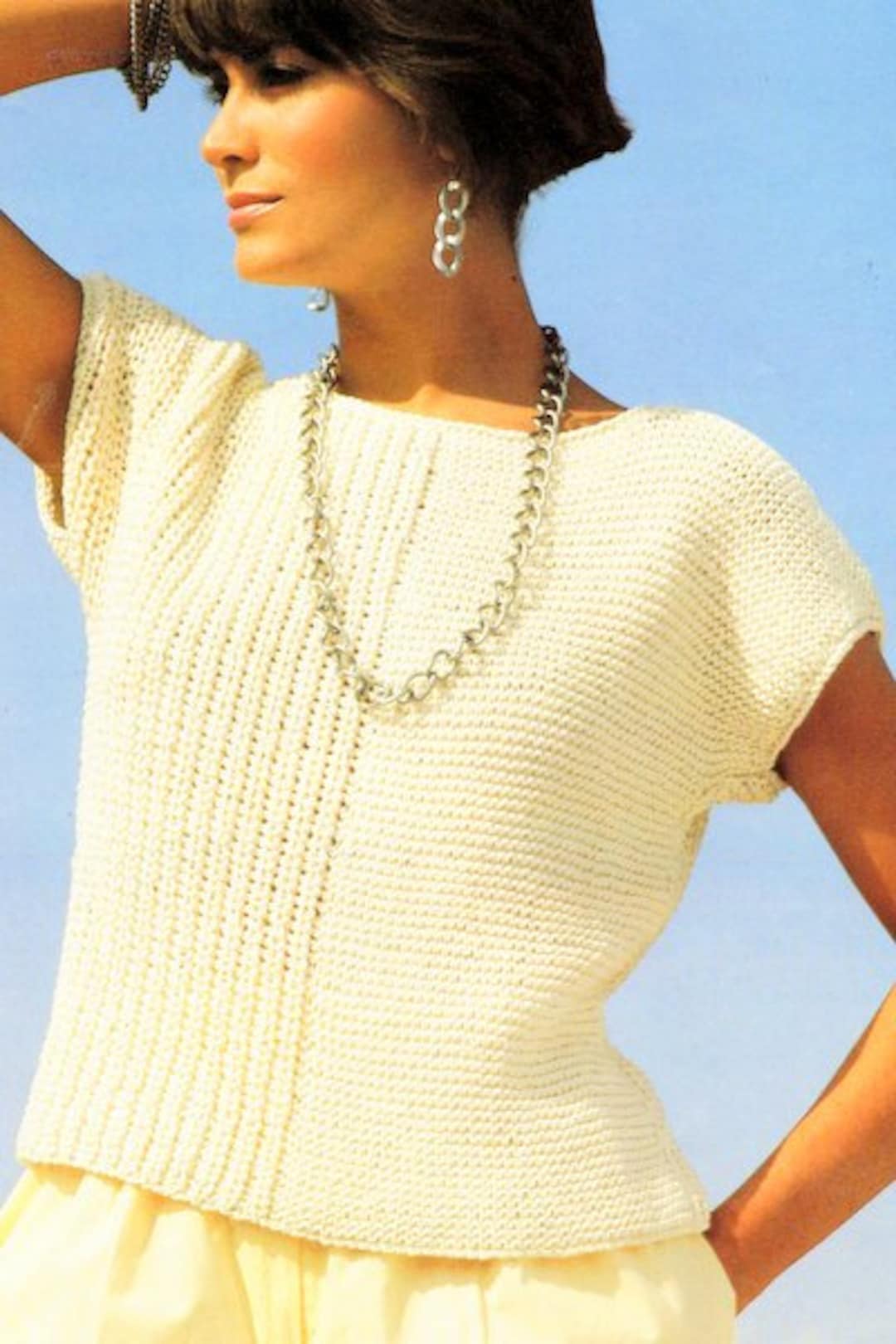 Easy Womens Rib Garter Stitch Summer Top Vest Boat Neck Sleeveless ~ 32 ...